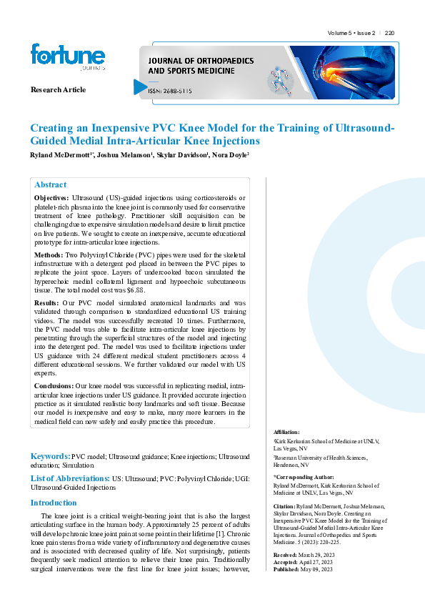 (PDF) Creating an Inexpensive PVC Knee Model for the Training of ...