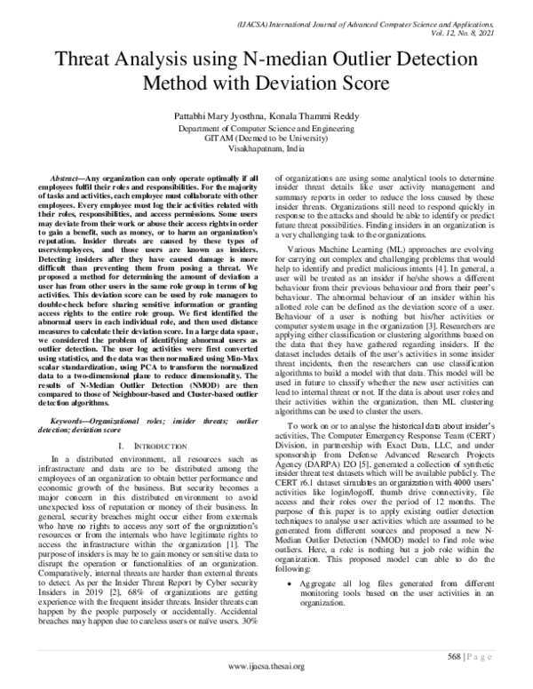 (PDF) Threat Analysis using N-median Outlier Detection Method with Deviation Score