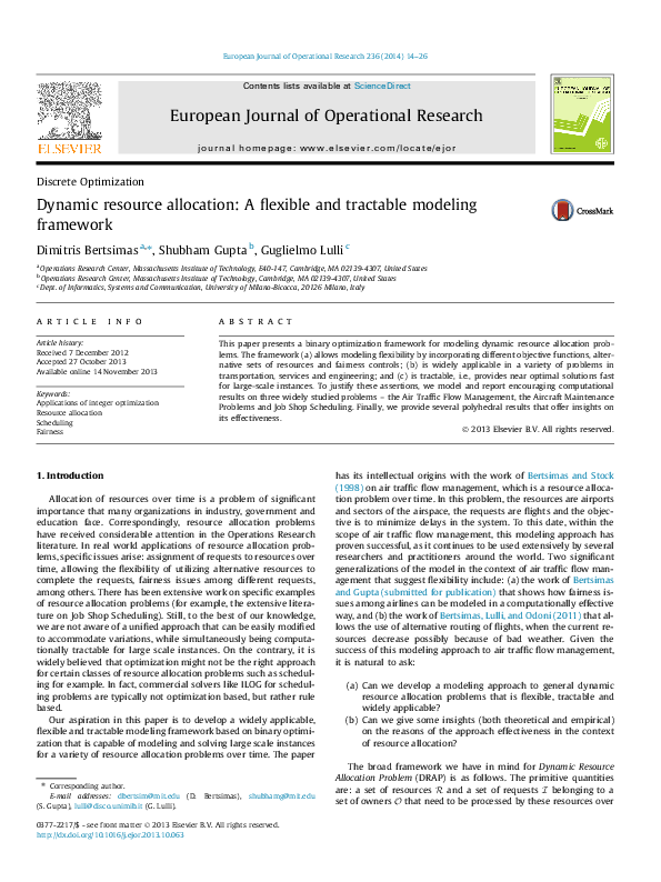 Pdf Dynamic Resource Allocation A Flexible And Tractable Modeling