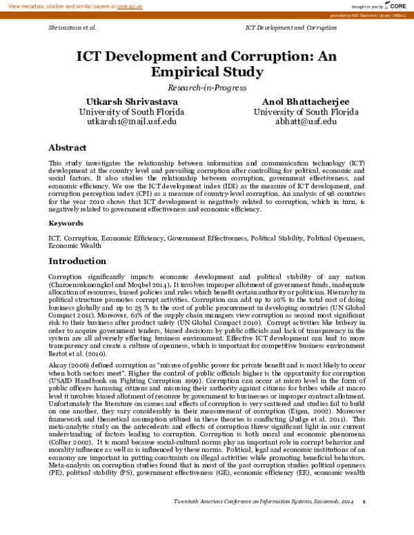 (PDF) ICT Development and Corruption: An Empirical Study