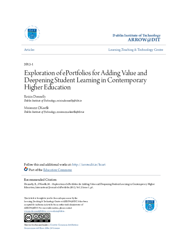 (PDF) O ’ Keeffe and Donnelly Adding Value and Deepening Student Learning