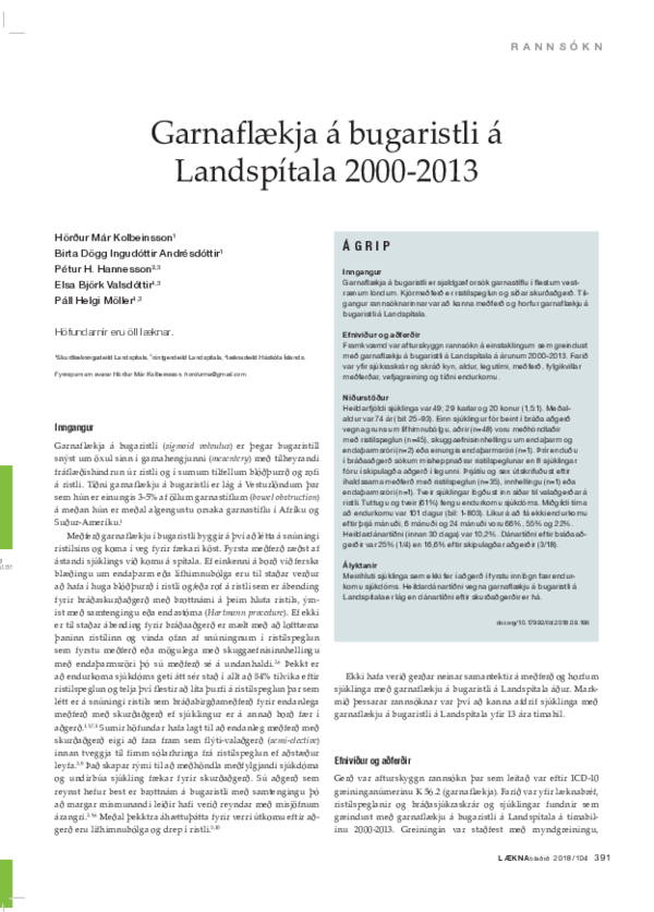 (PDF) Garnaflækja á bugaristli á Landspítala 2000-2013