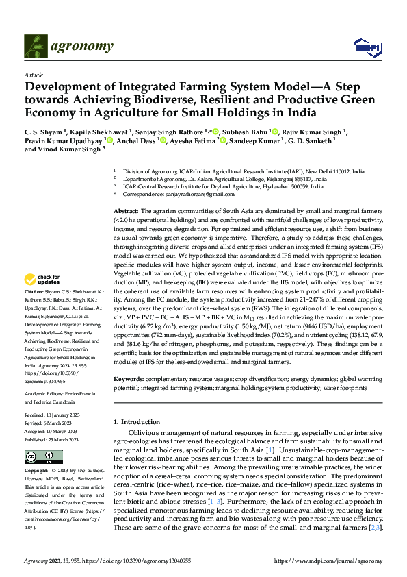 (PDF) Development of Integrated Farming System Model—A Step towards ...