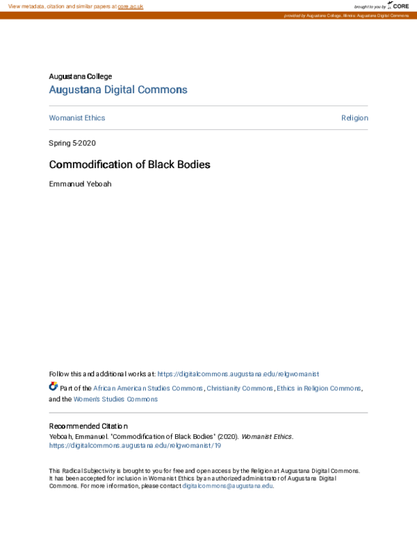 (PDF) Commodification of Black Bodies