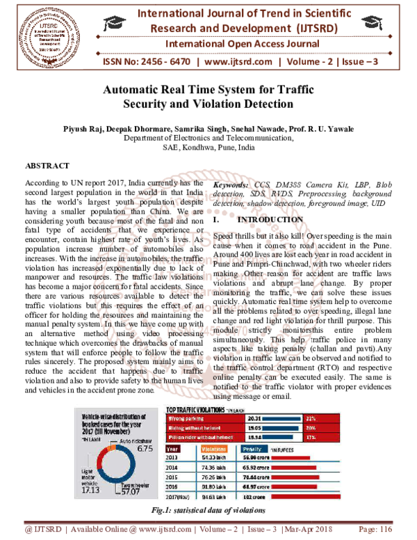 Pdf Automatic Real Time System For Traffic Security And Violation Detection