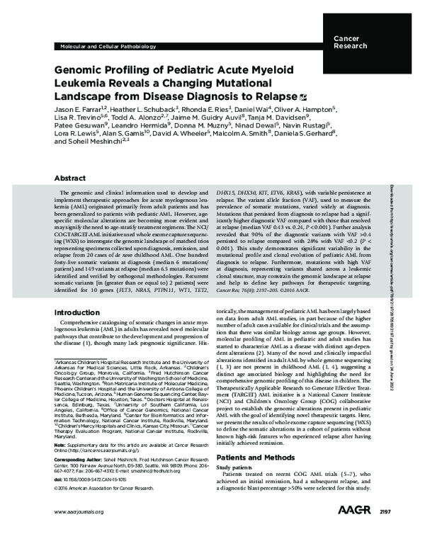 (PDF) Genomic profiling of pediatric acute myeloid leukemia reveals a ...