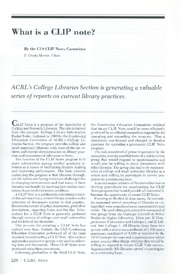 (PDF) What is a CLIP note?