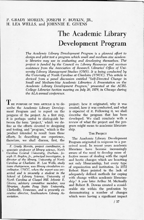 (PDF) The Academic Library Development Program