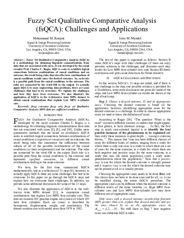 (PDF) Fuzzy set Qualitative Comparative Analysis (fsQCA): Challenges ...