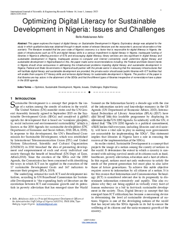 (PDF) Optimizing Digital Literacy for Sustainable Development in ...