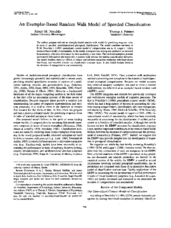 (PDF) An exemplar-based random walk model of speeded classification