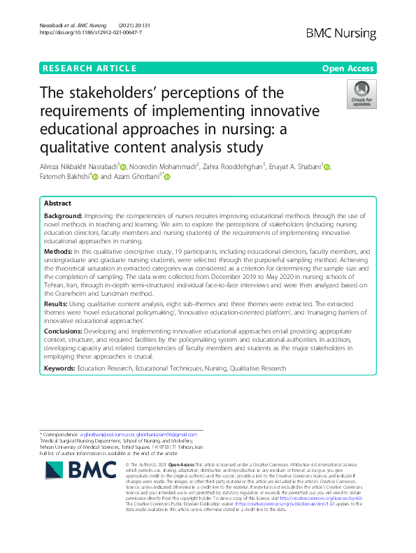 (PDF) The stakeholders’ perceptions of the requirements of implementing innovative educational ...