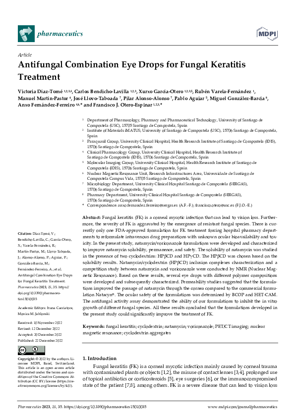 (PDF) Antifungal Combination Eye Drops for Fungal Keratitis Treatment