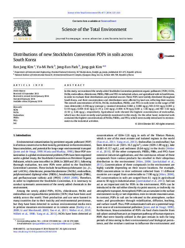 (PDF) Distributions of new Stockholm Convention POPs in soils across ...