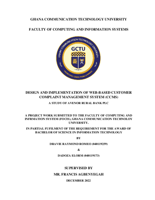 (PDF) WEB-BASED CUSTOMER COMPLAINT MANAGEMENT SYSTEM (CCMS)
