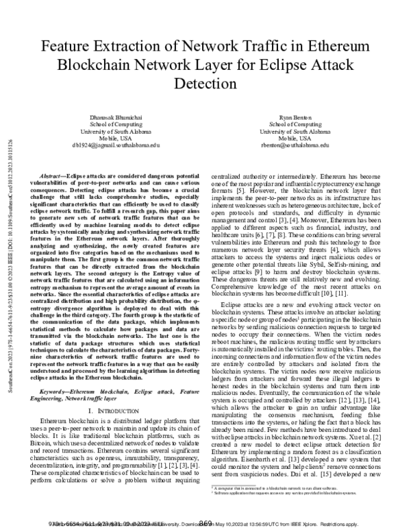 (PDF) Feature Extraction of Network Traffic in Ethereum Blockchain ...