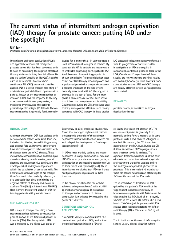 (PDF) The current status of intermittent androgen deprivation (IAD ...