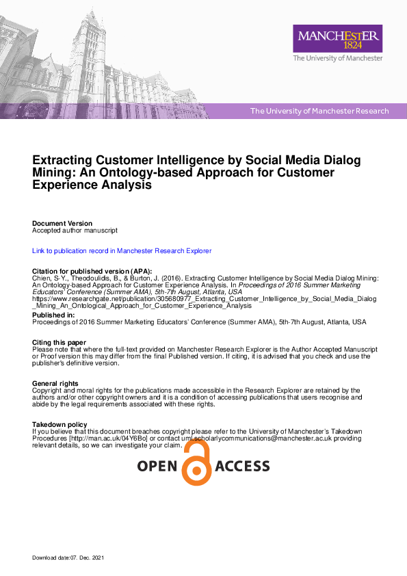 (PDF) Extracting Customer Intelligence by Social Media Dialog Mining: An Ontology-based Approach ...