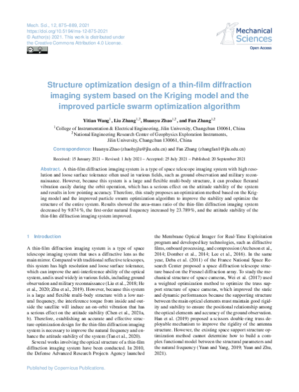 (PDF) Structure optimization design of a thin-film diffraction imaging system based on the ...