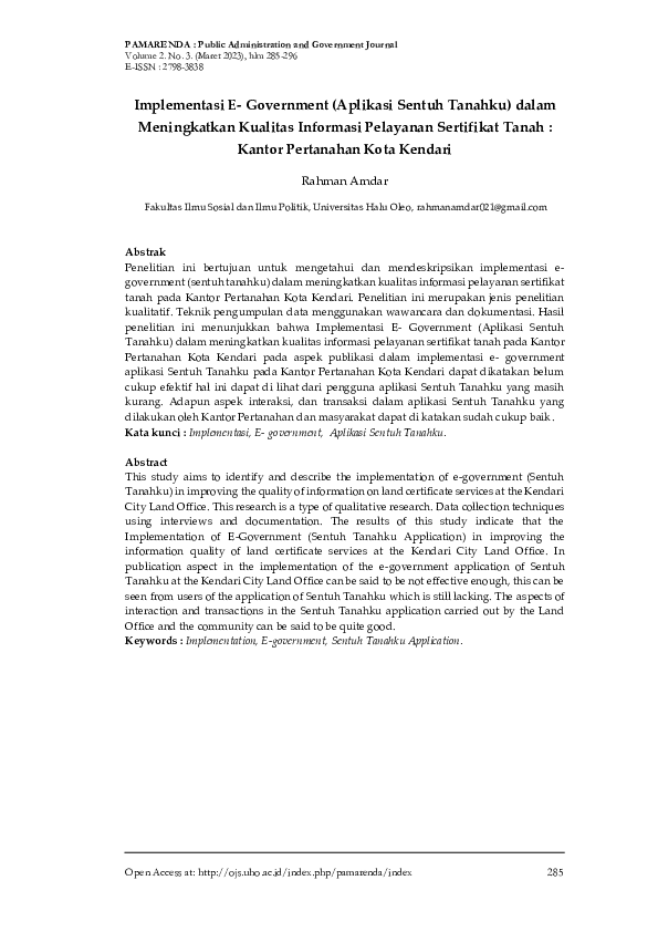 (PDF) Implementasi E- Government (Aplikasi Sentuh Tanahku) dalam ...