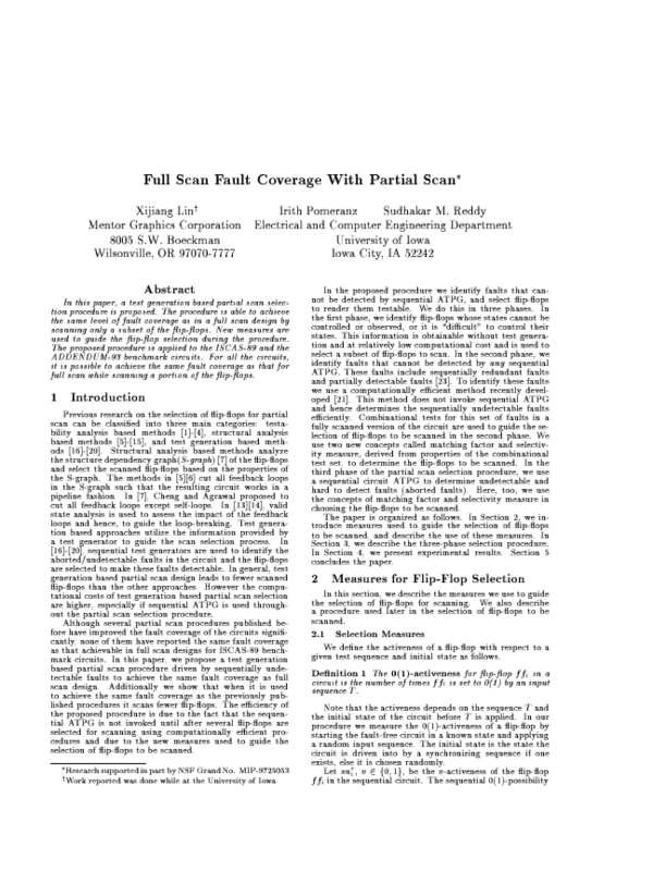 (PDF) Full scan fault coverage with partial scan