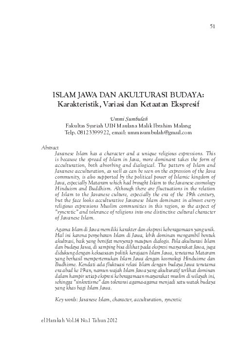 (PDF) Islam Jawa dan Akulturasi Budaya: karakteristik, Variasi dan ...