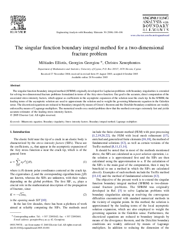 Pdf Sfbim For 2d Fracture Stress Intensity Factors