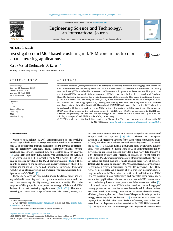 (PDF) Investigation on IMCP based clustering in LTE-M communication for smart metering applications