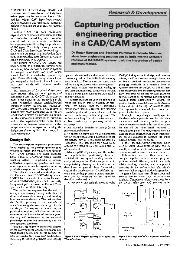(PDF) Capturing production engineering practice in a CAD/CAM system ...