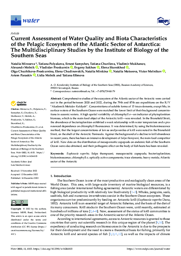 (PDF) Current Assessment of Water Quality and Biota Characteristics of ...