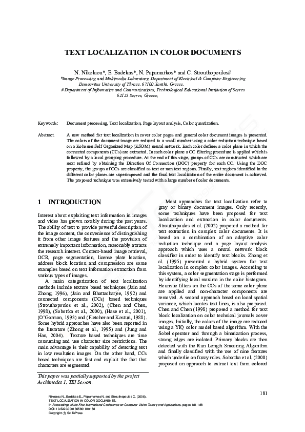 (PDF) Text localization in color documents
