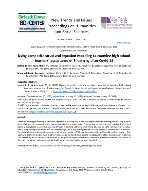(PDF) Using composite structural equation modeling to examine high school teachers' acceptance ...