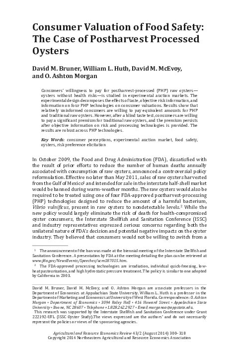 (PDF) Consumer Valuation of Food Safety: The Case of Postharvest ...