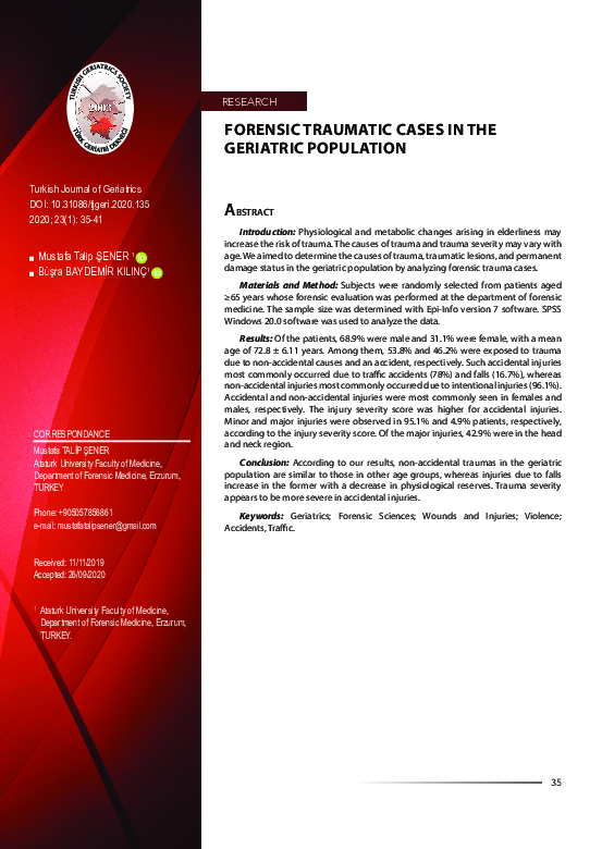 (PDF) Forensic Traumatic Cases in the Geriatric Population