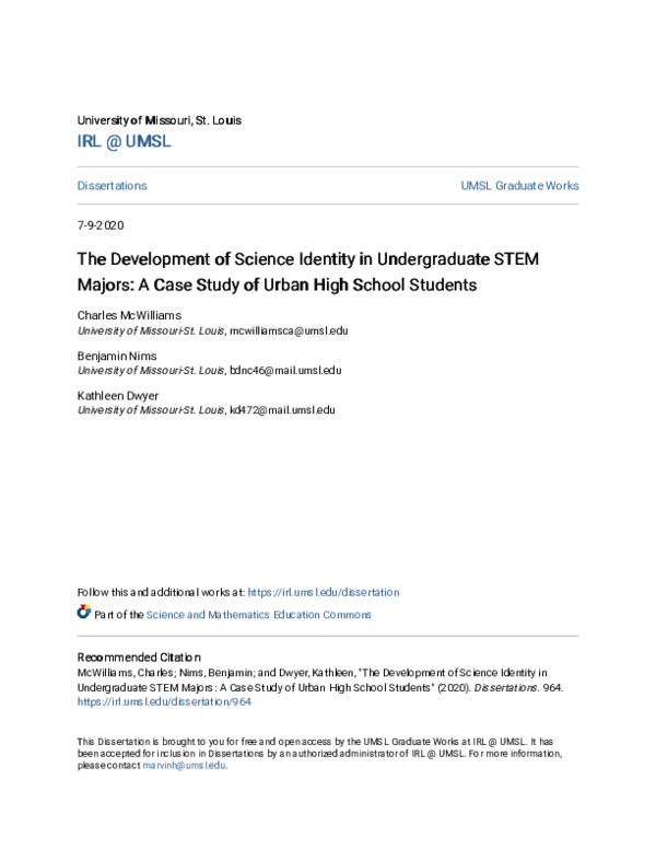 (PDF) The Development of Science Identity in Undergraduate STEM Majors ...