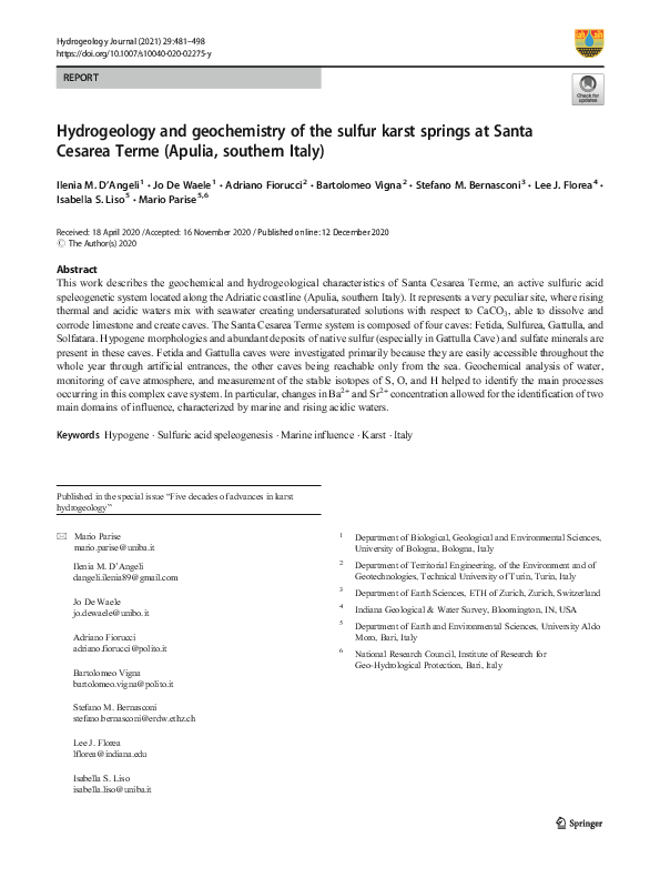 (PDF) Hydrogeology and geochemistry of the sulfur karst springs at ...
