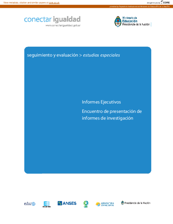 (PDF) Programa Conectar Igualdad -Seguimiento y evaluación
