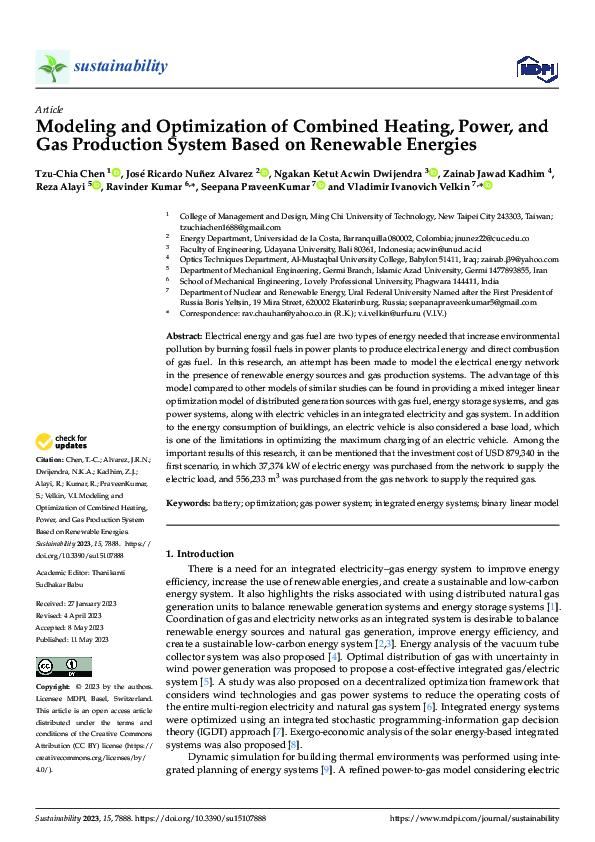 (PDF) Modeling and Optimization of Combined Heating, Power, and Gas Production System Based on ...