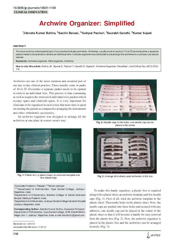 (PDF) Archwire Organizer: Simplified