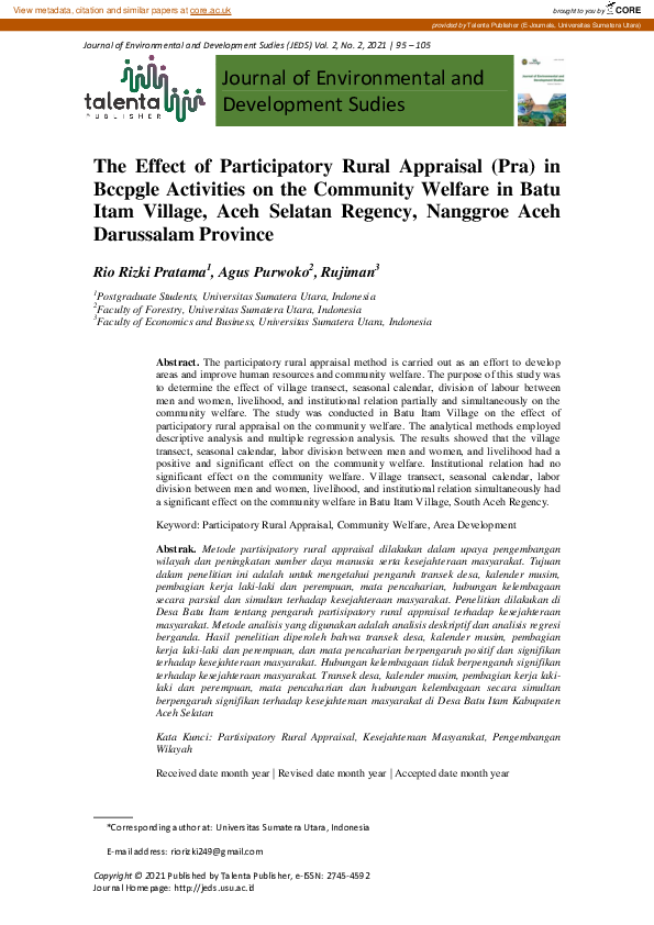 (PDF) The Effect of Participatory Rural Appraisal (Pra) in Bccpgle ...