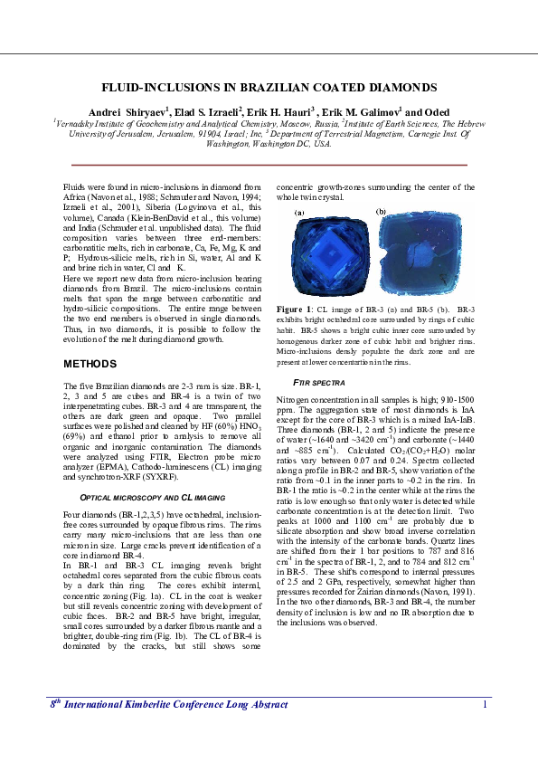 (PDF) Fluid-inclusions in Brazillian coated diamonds