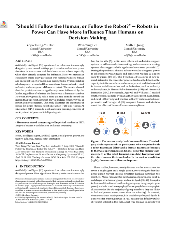 (PDF) “Should I Follow the Human, or Follow the Robot?” — Robots in ...