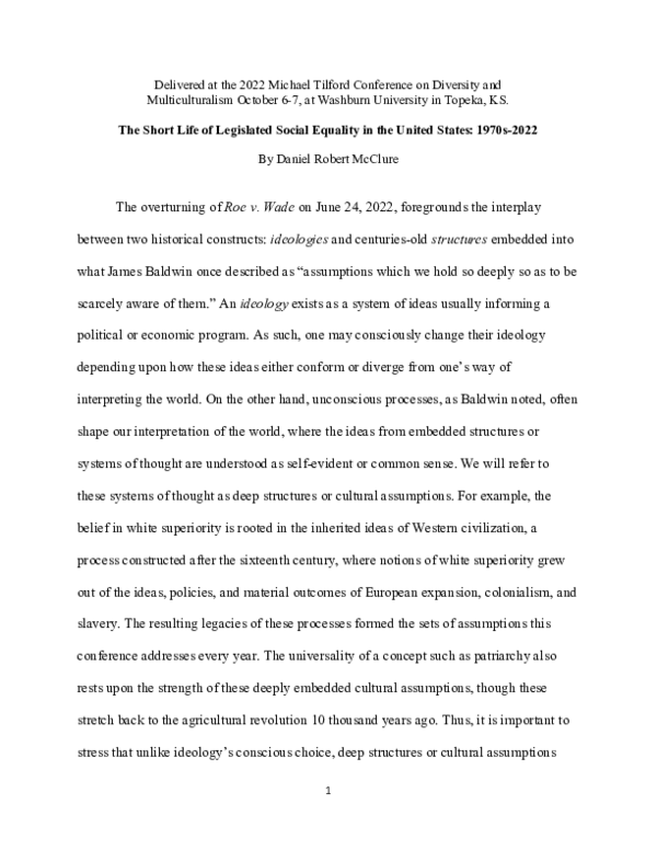 (PDF) The Short Life of Legislated Social Equality in the United States ...