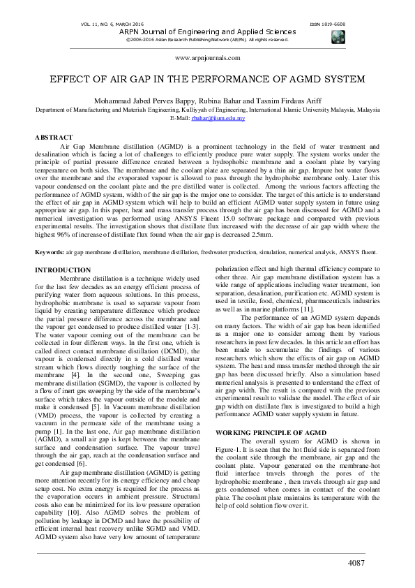 (PDF) Effect of air gap in the performance of AGMD system