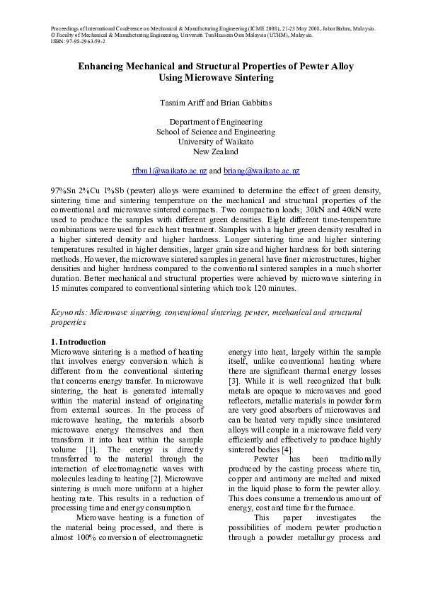 (PDF) Enhancing mechanical and structural properties of pewter alloy ...