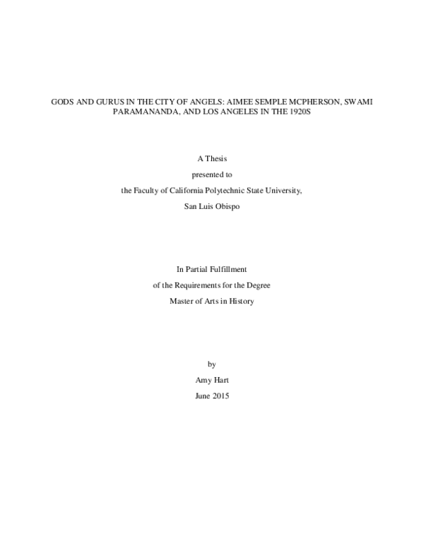 (PDF) Gods and Gurus in the City of Angels: Aimee Semple McPherson ...