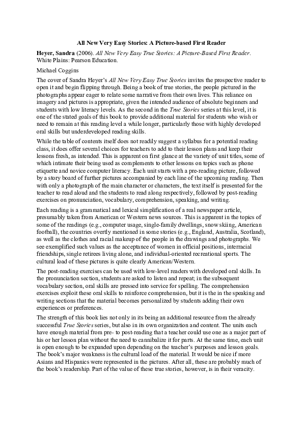 (PDF) A Review of: All New Very Easy True Stories: A Picture-based ...