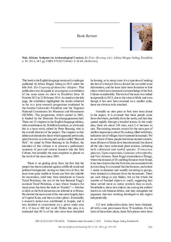 (PDF) Nok. African Sculpture in Archaeological Context. By Peter ...