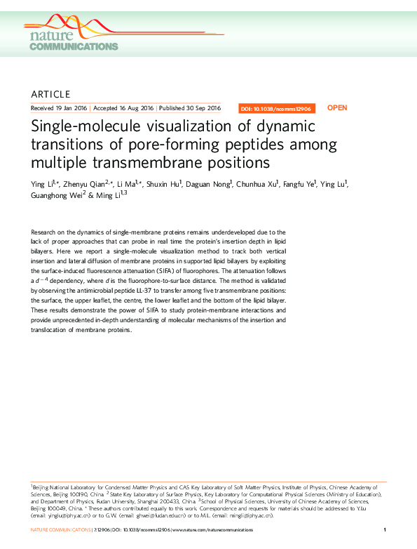 (PDF) Single-molecule visualization of dynamic transitions of pore ...