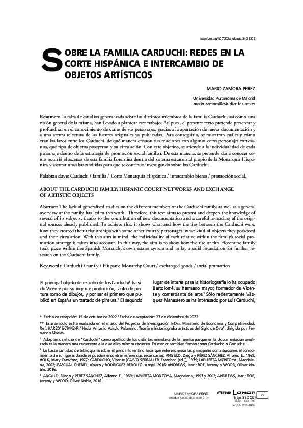 (PDF) Sobre la familia Carduchi: redes en la Corte Hispánica e ...